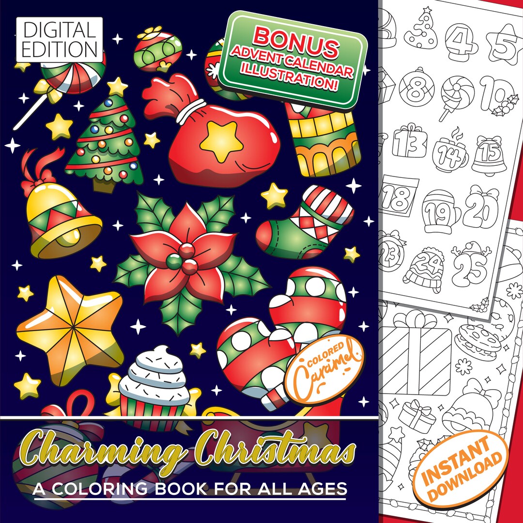 Christmas Coloring Book, Printable Instant Digital Download PDF, 35 ...