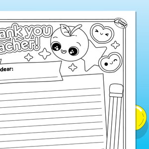 Thank You Teacher Printable Letter Coloring Page, Gift for End of ...