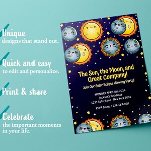 Total Solar Eclipse April 8 2024 Viewing Party Invitation Editable in ...