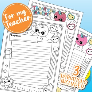 Thank You Teacher Printable Letter Coloring Page, Gift for End of ...