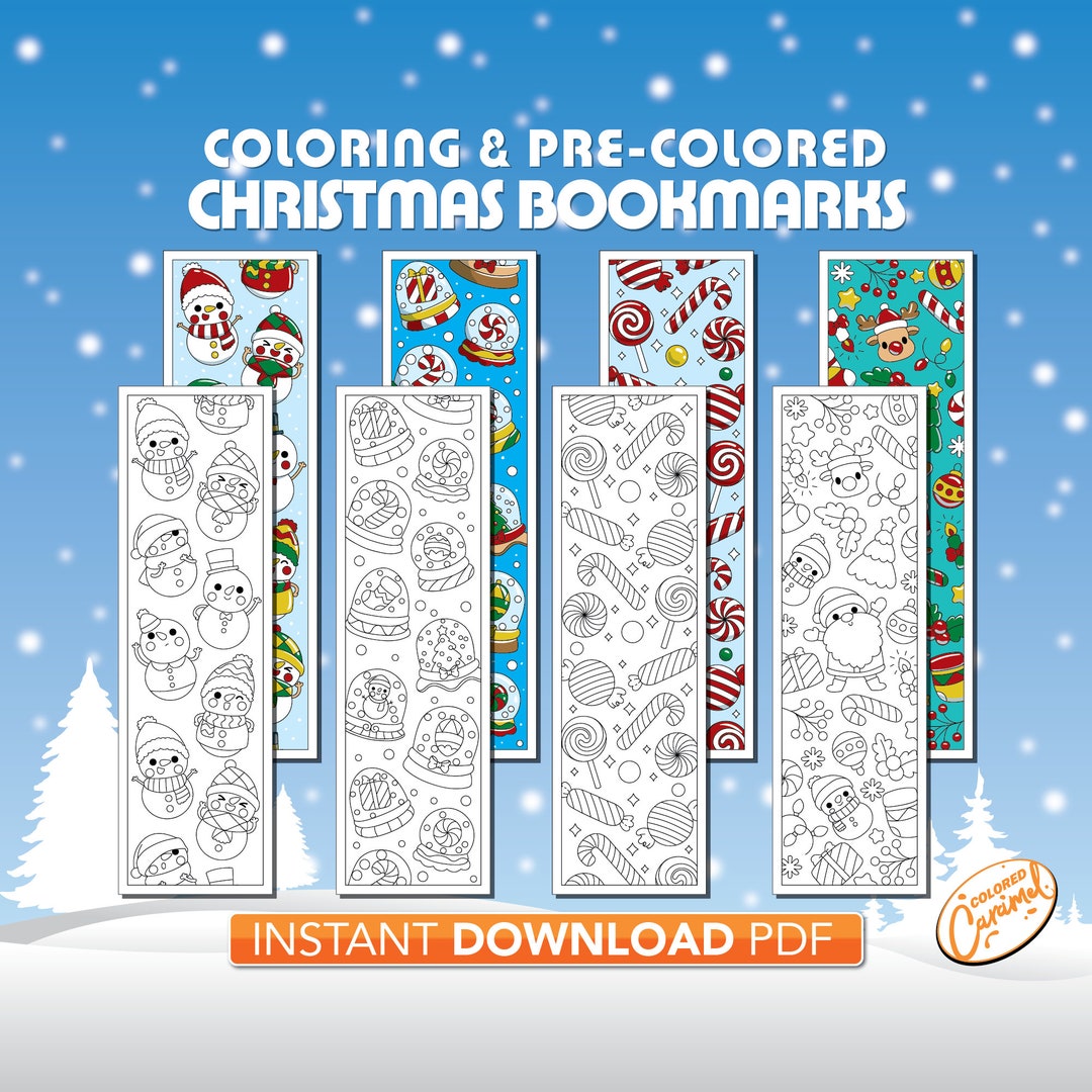 Coloring Christmas Bookmarks, December Holiday Festive Instant Digital ...