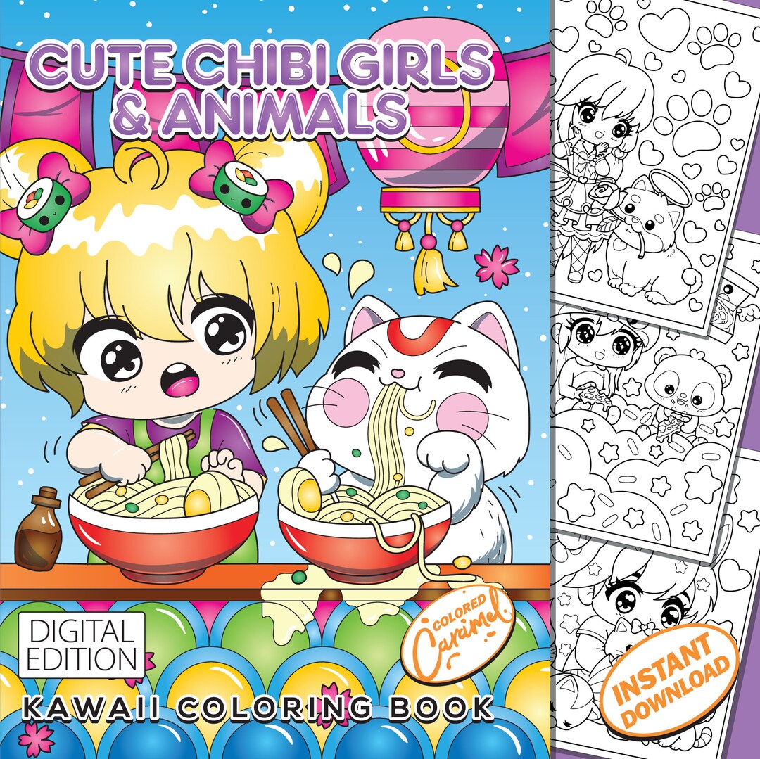 Chibi Girls Kawaii Coloring Book, Printable Digital Instant Download ...