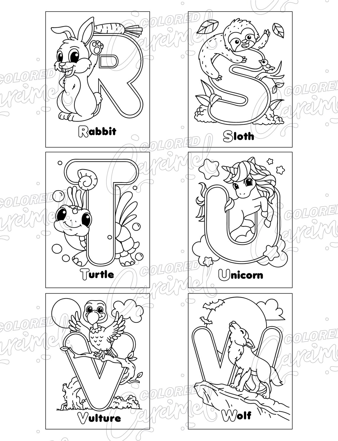 Animals & Alphabet PDF Printable Download Coloring Book for - Etsy