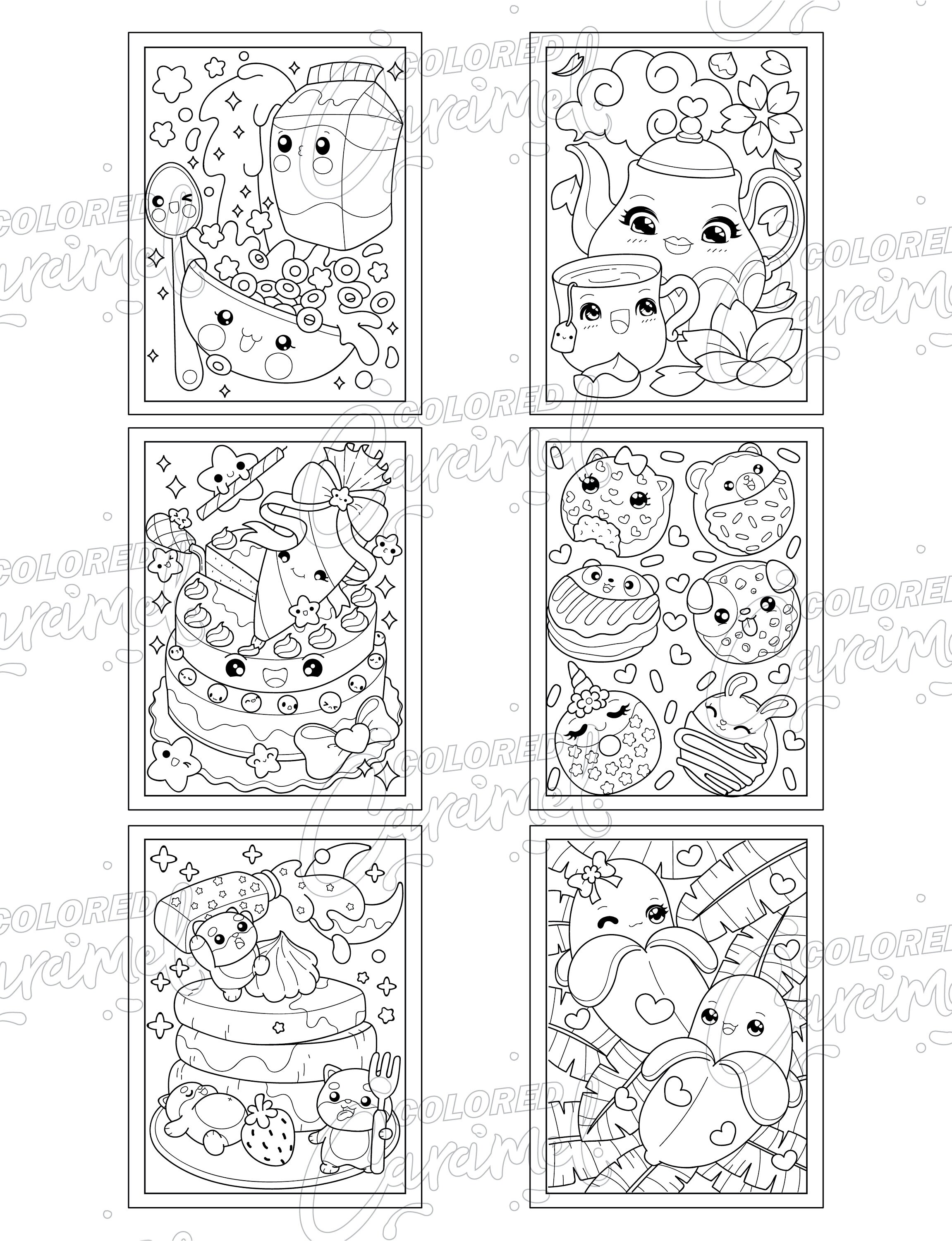 Cute Kawaii Food Coloring Book Printable PDF Instant Digital Download ...