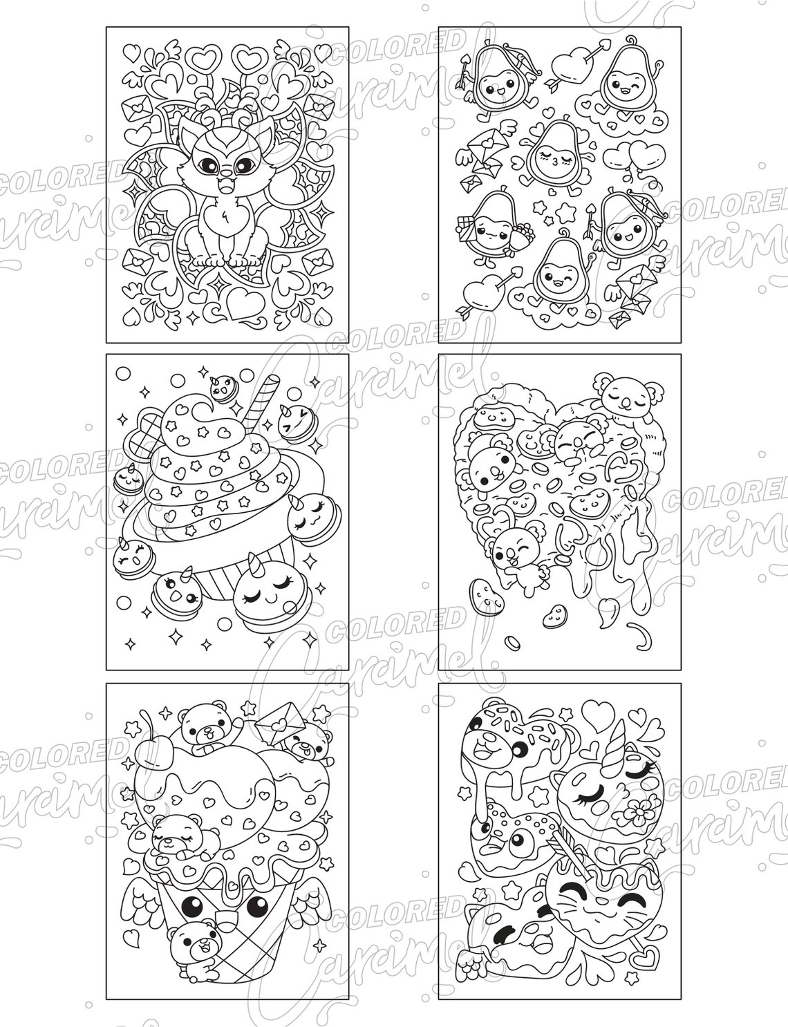 Cute Valentines Kawaii Coloring Book Printable PDF Download - Etsy