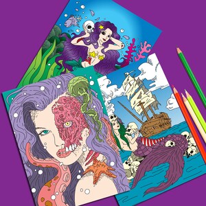 Mermaid Zombies Adults Coloring Book, Beautiful and Creepy Instant ...