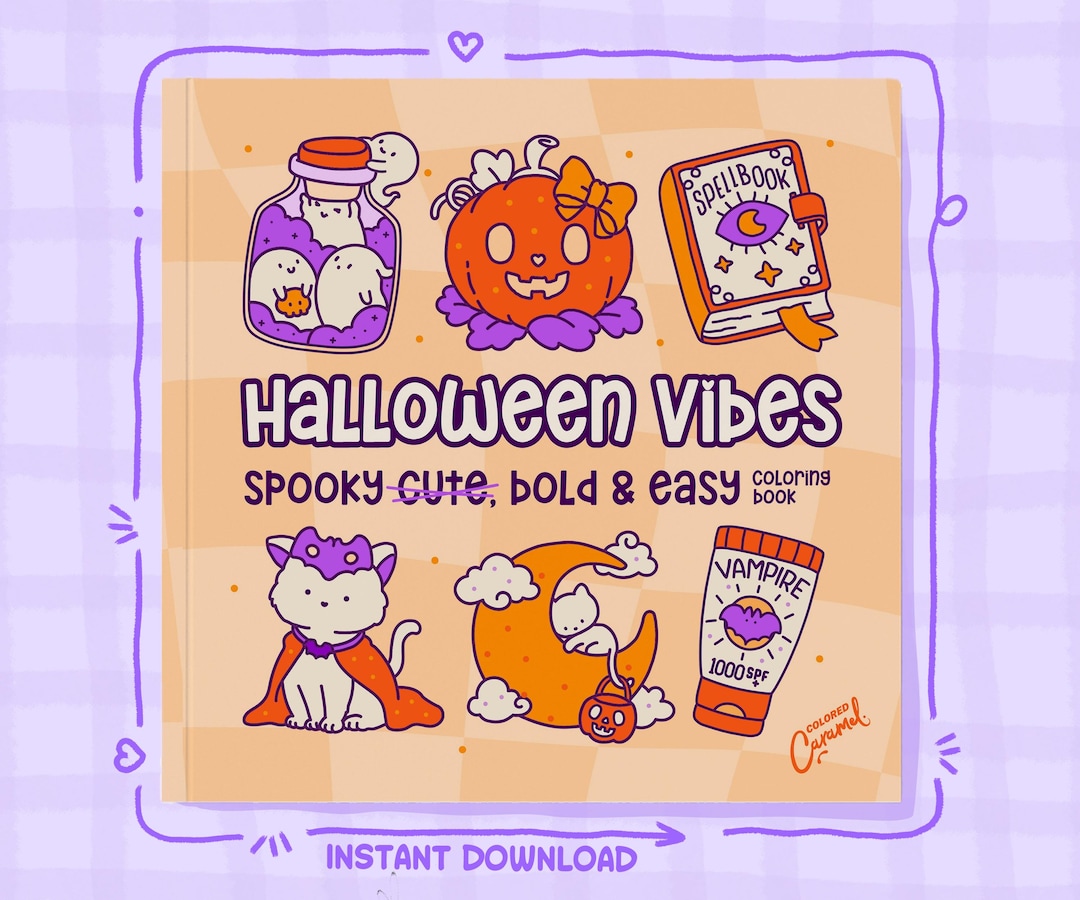 Halloween Coloring Book, Cute, Spooky Printable Instant Digital ...