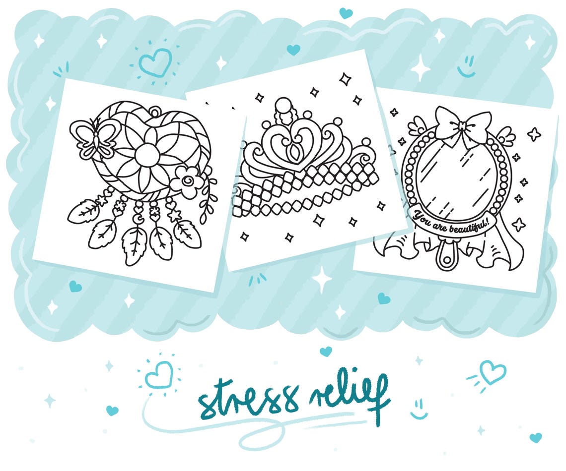 Easy, Bold, Cute Girly Vibes Coloring Book, Printable Instant Digital ...