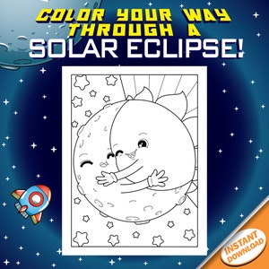 Total Solar Eclipse April 8 2024 Coloring Pages for Kids, Cute ...