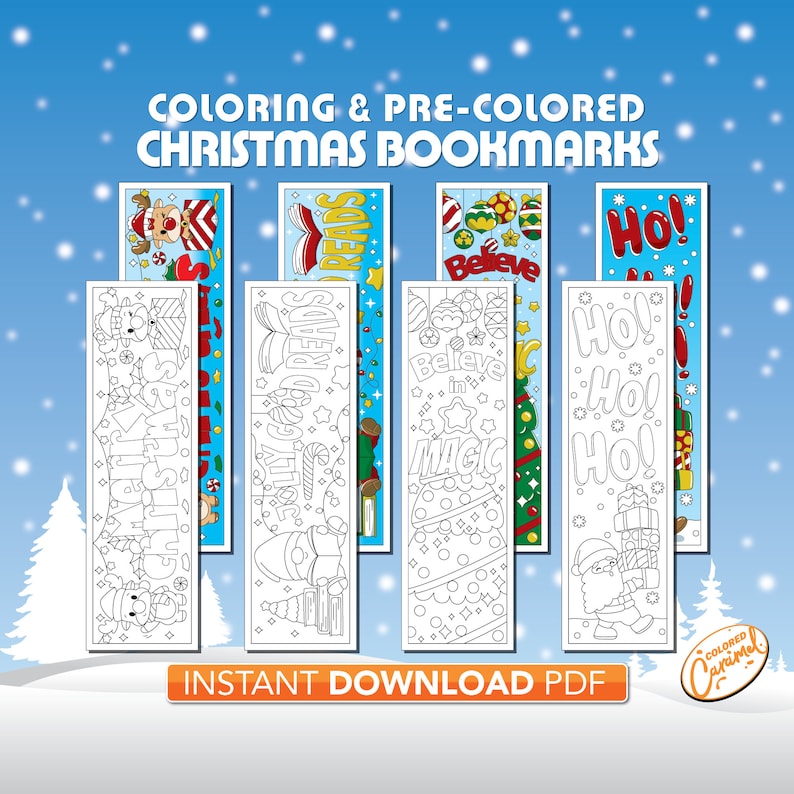Christmas Coloring Bookmarks: Festive Holiday DIY (digital Download) - Etsy