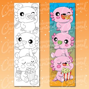 Kawaii Axolotl Coloring Bookmarks: DIY Printable Set (digital Download ...