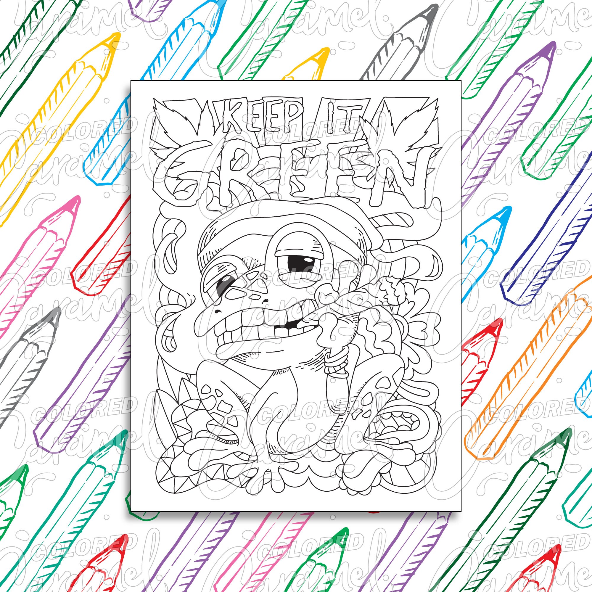 Stoner Coloring Page Digital Download PDF Trippy Funny and - Etsy