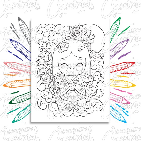 Fantasy Kawaii Coloring Page Digital Download PDF With | Etsy
