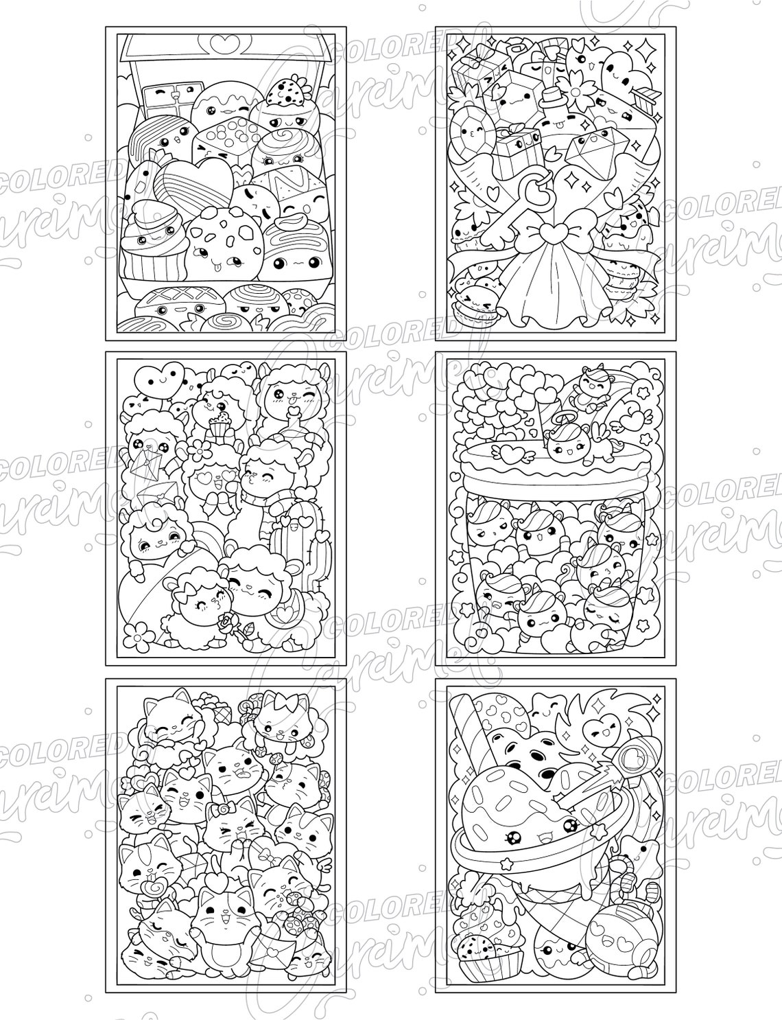 Love Doodles Kawaii Coloring Book Printable PDF Download - Etsy
