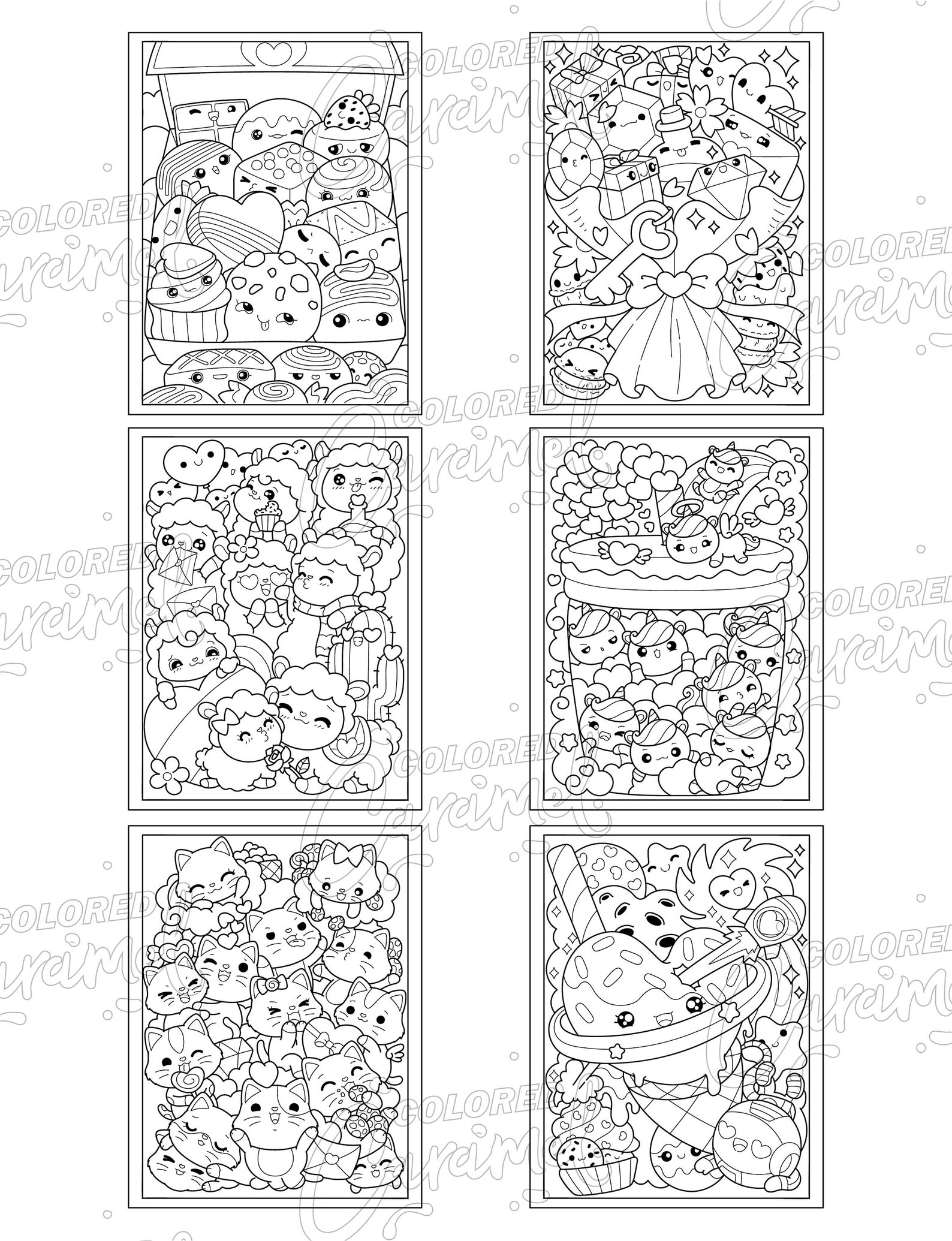 Love Doodles Kawaii Coloring Book Printable PDF Download - Etsy