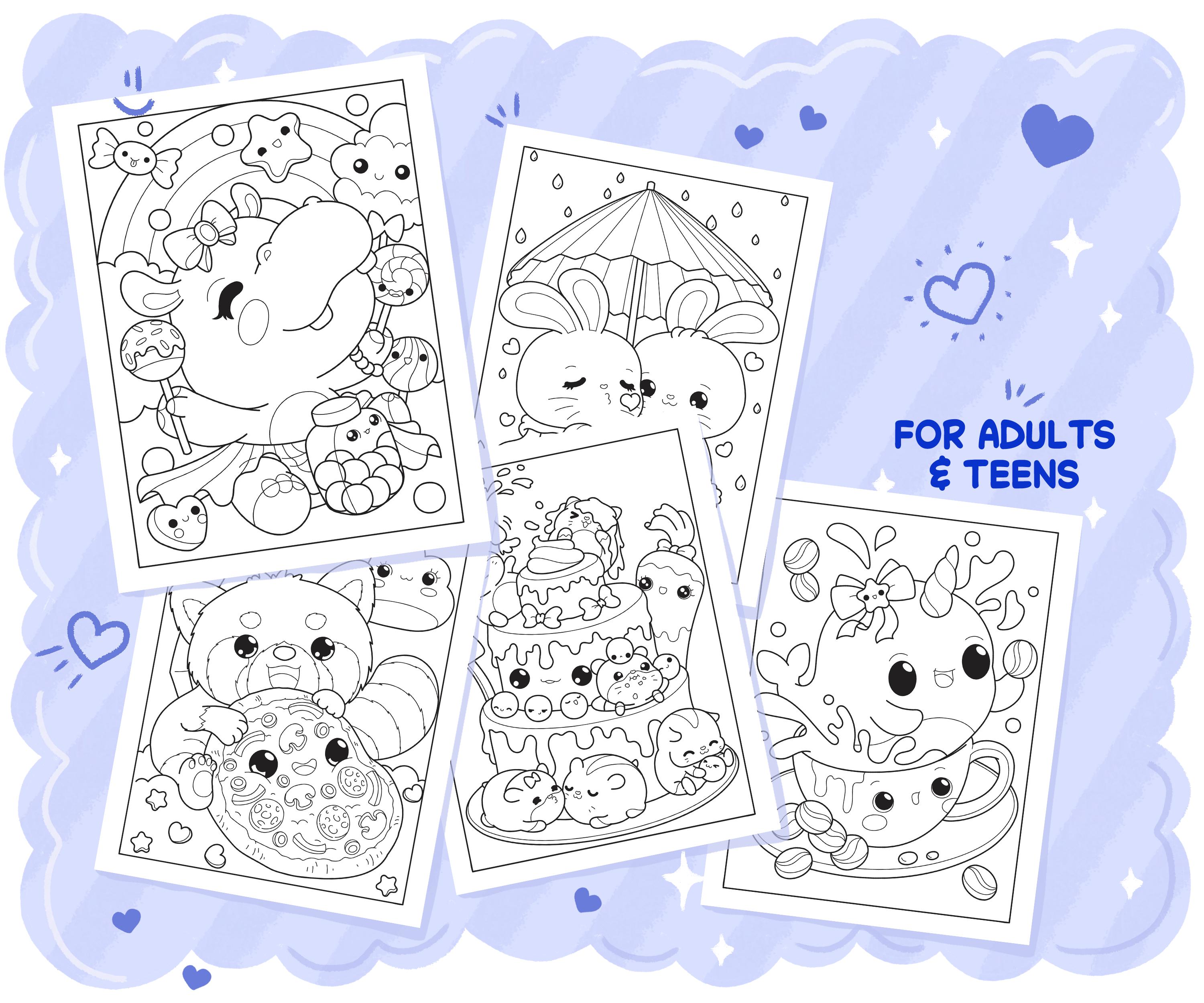 Cute Kawaii Coloring Book Printable PDF Instant Digital Download, Fun ...
