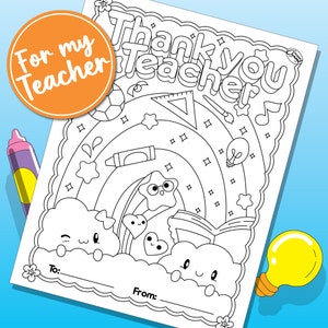 Cute Teacher Appreciation Coloring Page, Thank You Gift for End of ...