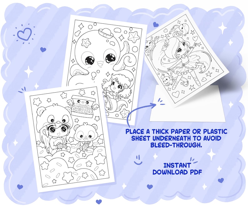 Chibi Girls Kawaii Coloring Book, Printable Digital Instant Download ...