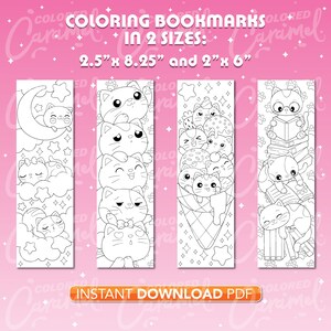 Kawaii Cats Coloring Bookmarks, Printables Instant Digital Download PDF ...