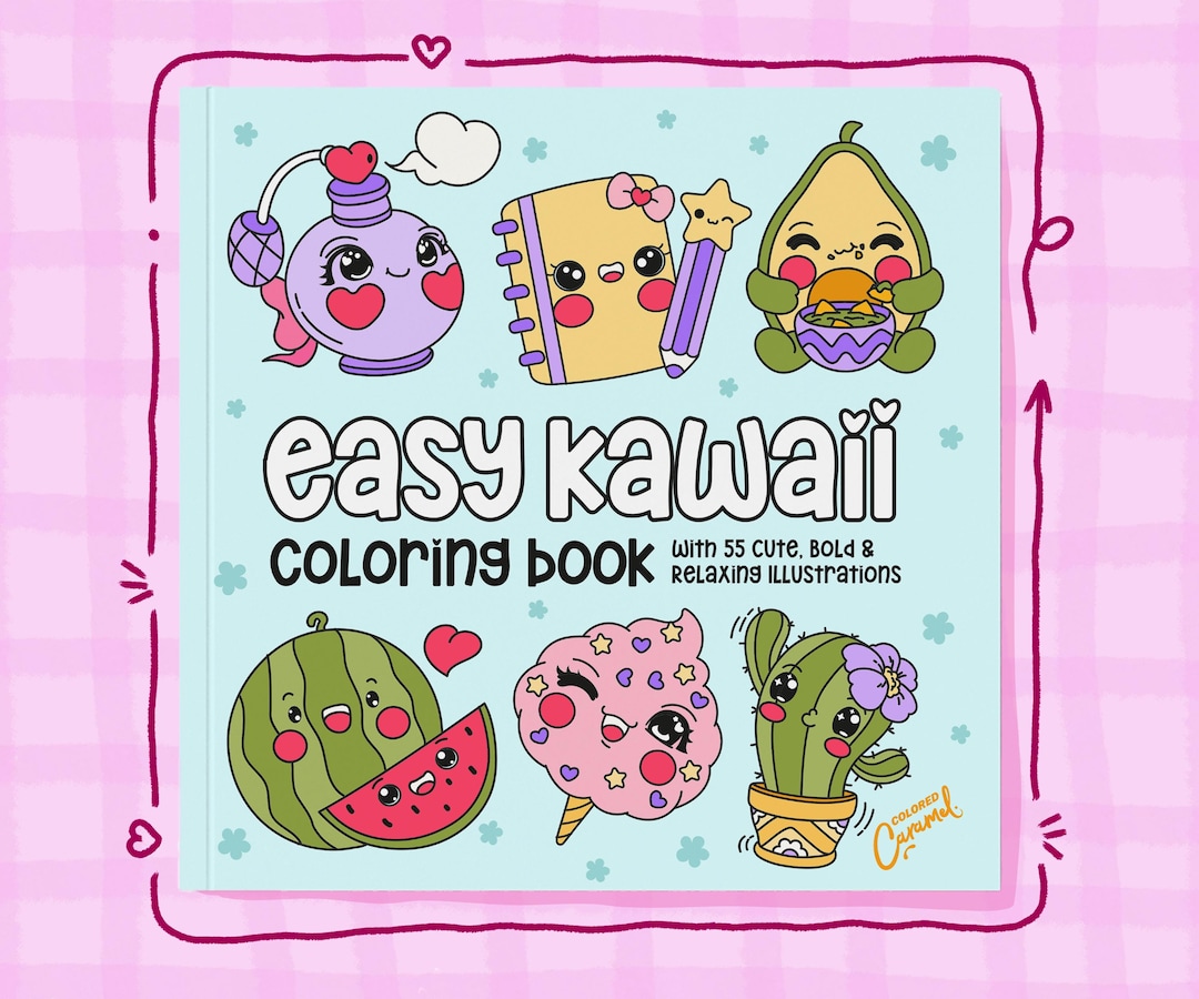 Easy, Bold, Cute Kawaii Coloring Book, Printable Instant Digital ...