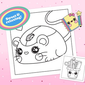 Easy, Bold, Cute Kawaii Coloring Book, Printable Instant Digital ...