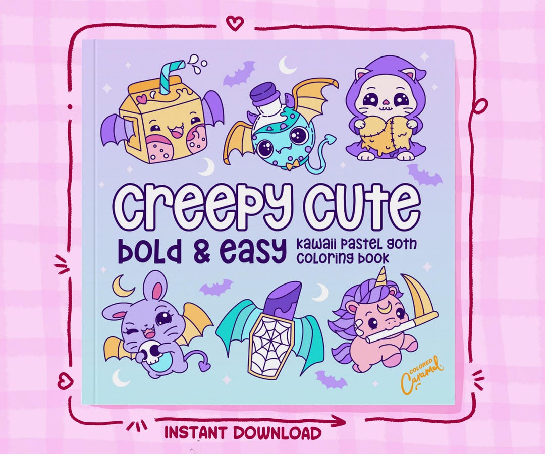 Creepy Cute Kawaii Pastel Coloring Book, Printable Instant Digital ...