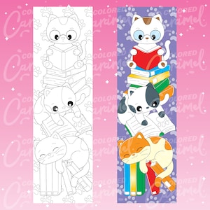 Kawaii Cats Coloring Bookmarks, Printables Instant Digital Download PDF ...