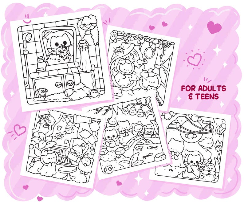 Spooky Cats Halloween Coloring Pages PDF, 40 Printable Instant Digital ...