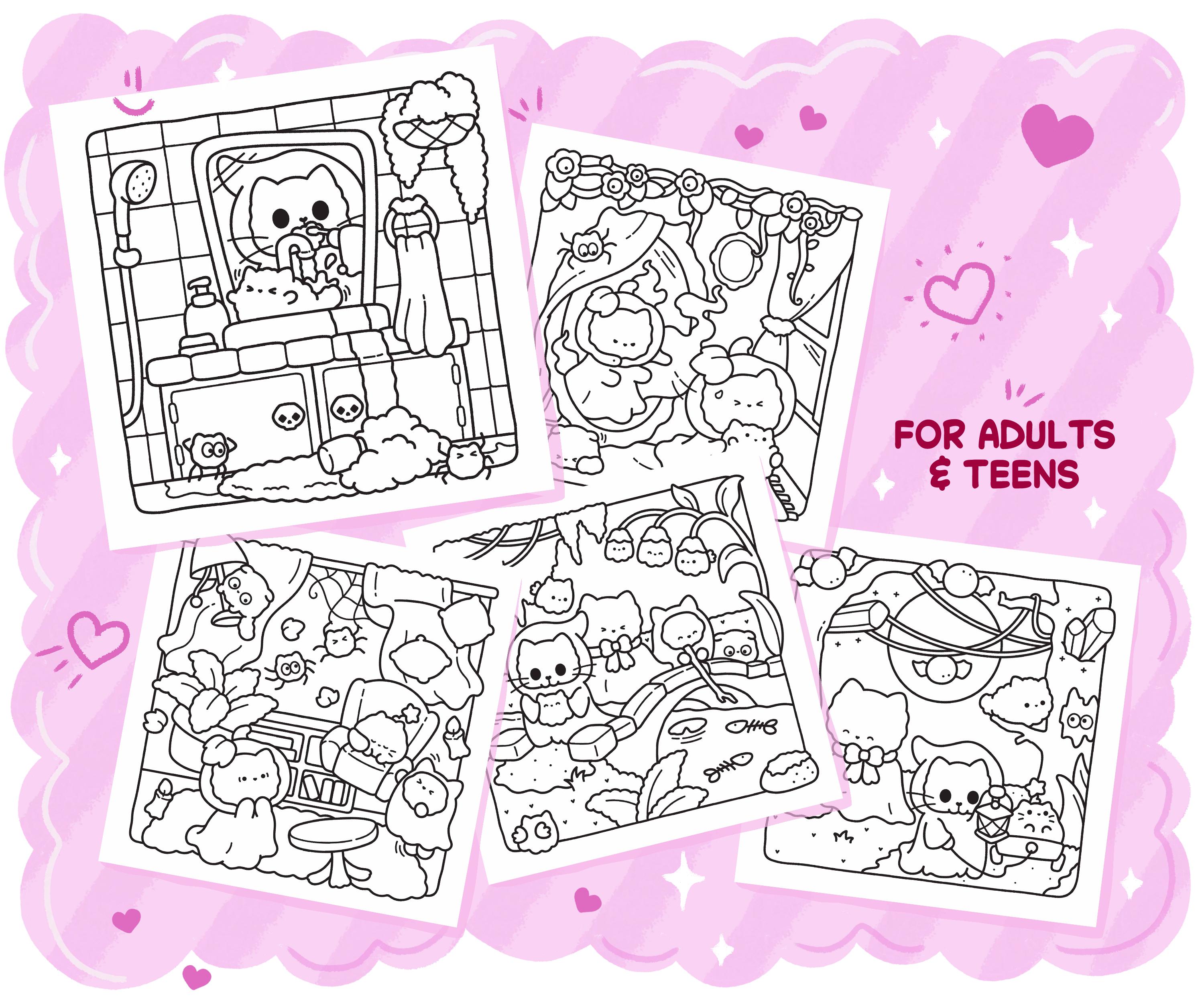 Spooky Cats Halloween Coloring Pages PDF, 40 Printable Instant Digital ...
