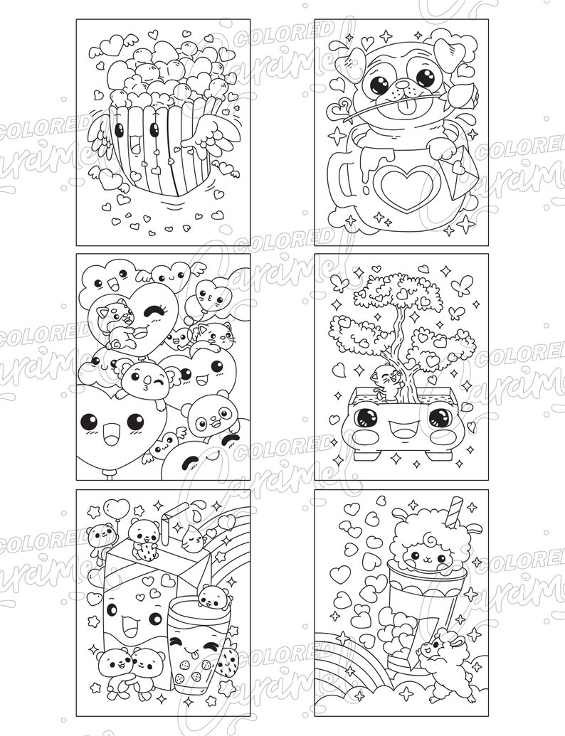 Cute Valentines Kawaii Coloring Book Printable PDF Download - Etsy