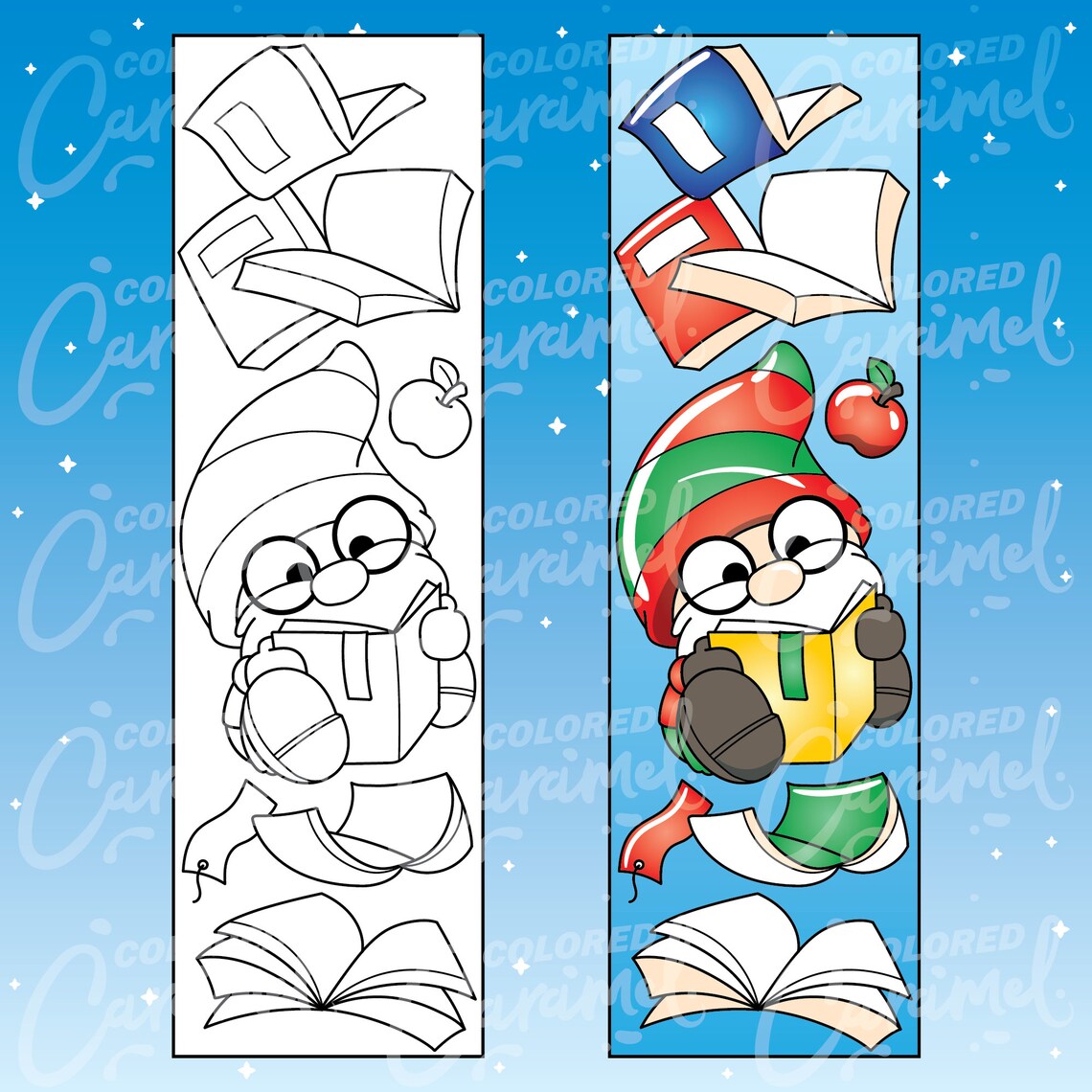 Gnome Coloring Bookmarks: DIY Printable Book Markers (digital Download ...