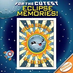 Total Solar Eclipse April 8 2024 Coloring Page for Kids, Cute Printable ...