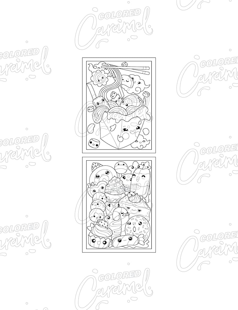 Cute Kawaii Food Coloring Book Printable PDF Instant Digital Download ...