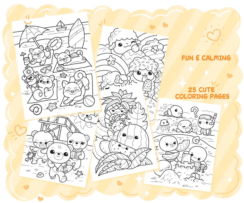 Kawaii Coloring Book Printable Instant Download Digital PDF, Color ...