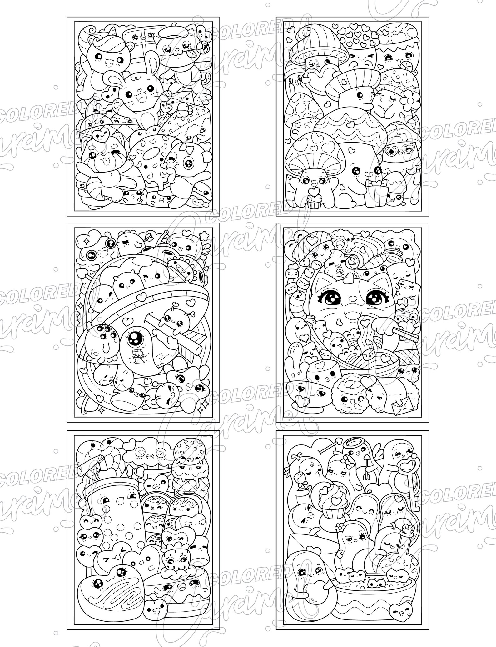 Love Doodles Kawaii Coloring Book Printable PDF Download - Etsy