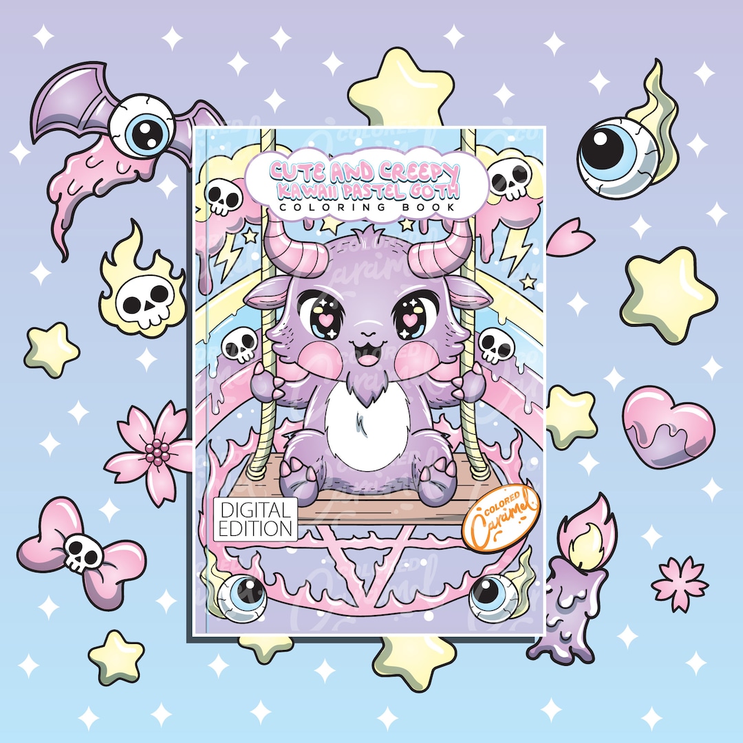 Kawaii Cute and Creepy Pastel Goth Coloring Book, Instant Download ...
