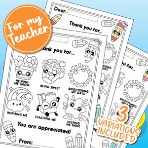 Thank You Teacher Printable Coloring Page, Gift for End of School and ...