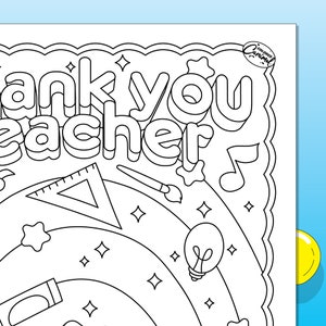 Cute Teacher Appreciation Coloring Page, Thank You Gift for End of ...