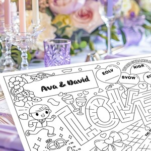 Wedding Coloring Placemat for Kids With Cute Activity Games, Easy to ...