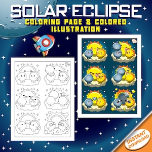 Total Solar Eclipse April 8 2024 Coloring Page for Kids, Cute Printable ...