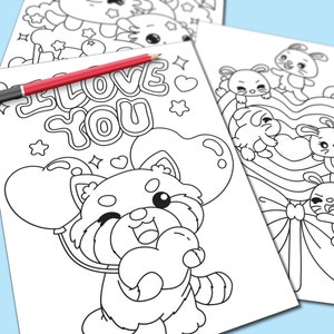 Cute Valentines Kawaii Coloring Book, Printable PDF Instant Digital ...
