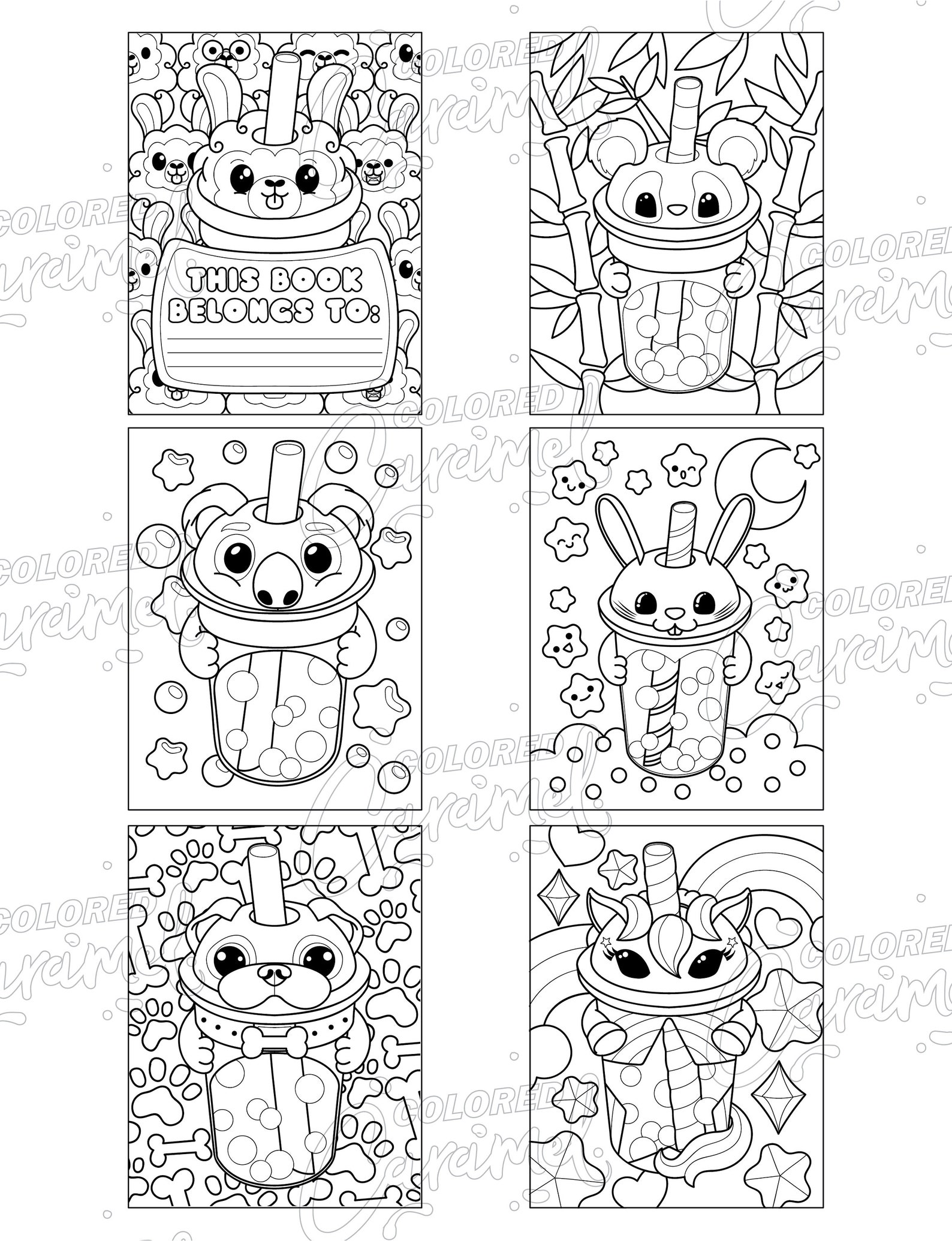 Super Cute Kawaii Bubble Tea Printable PDF Download Coloring - Etsy ...