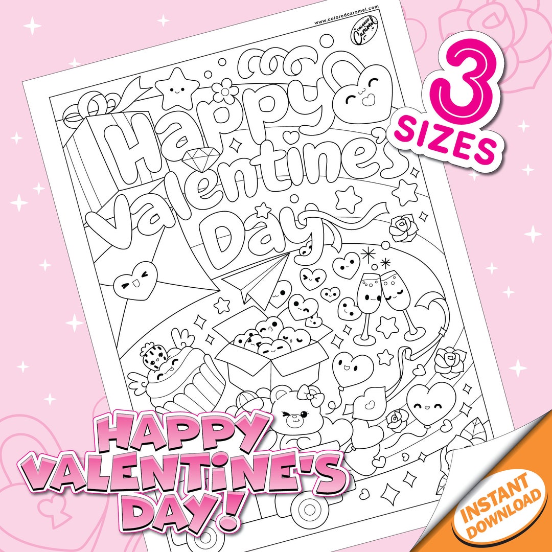 Happy Valentines Day Kids Coloring Poster, Creative and Entertaining ...