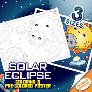 Total Solar Eclipse April 8 2024 Coloring & Pre-colored Poster for Kids ...