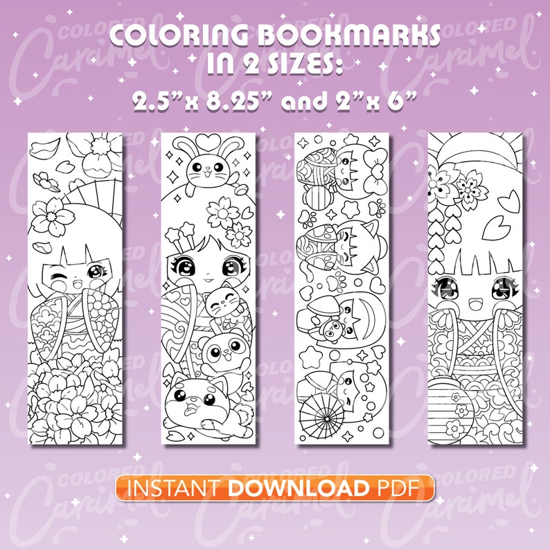 Kawaii Kokeshi Dolls Coloring Bookmarks: DIY Printables (PDF) - Etsy