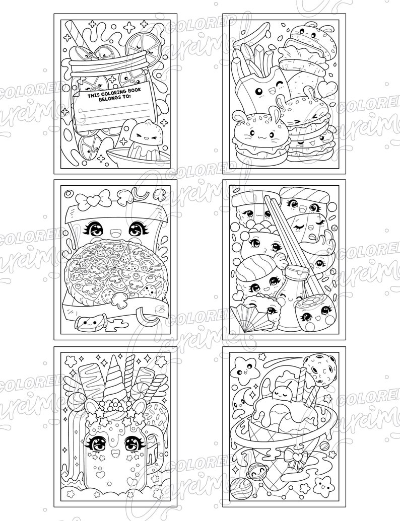 Cute Kawaii Food Coloring Book Printable PDF Instant Digital Download ...