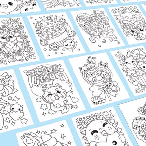 Cute Valentines Kawaii Coloring Book, Printable PDF Instant Digital ...