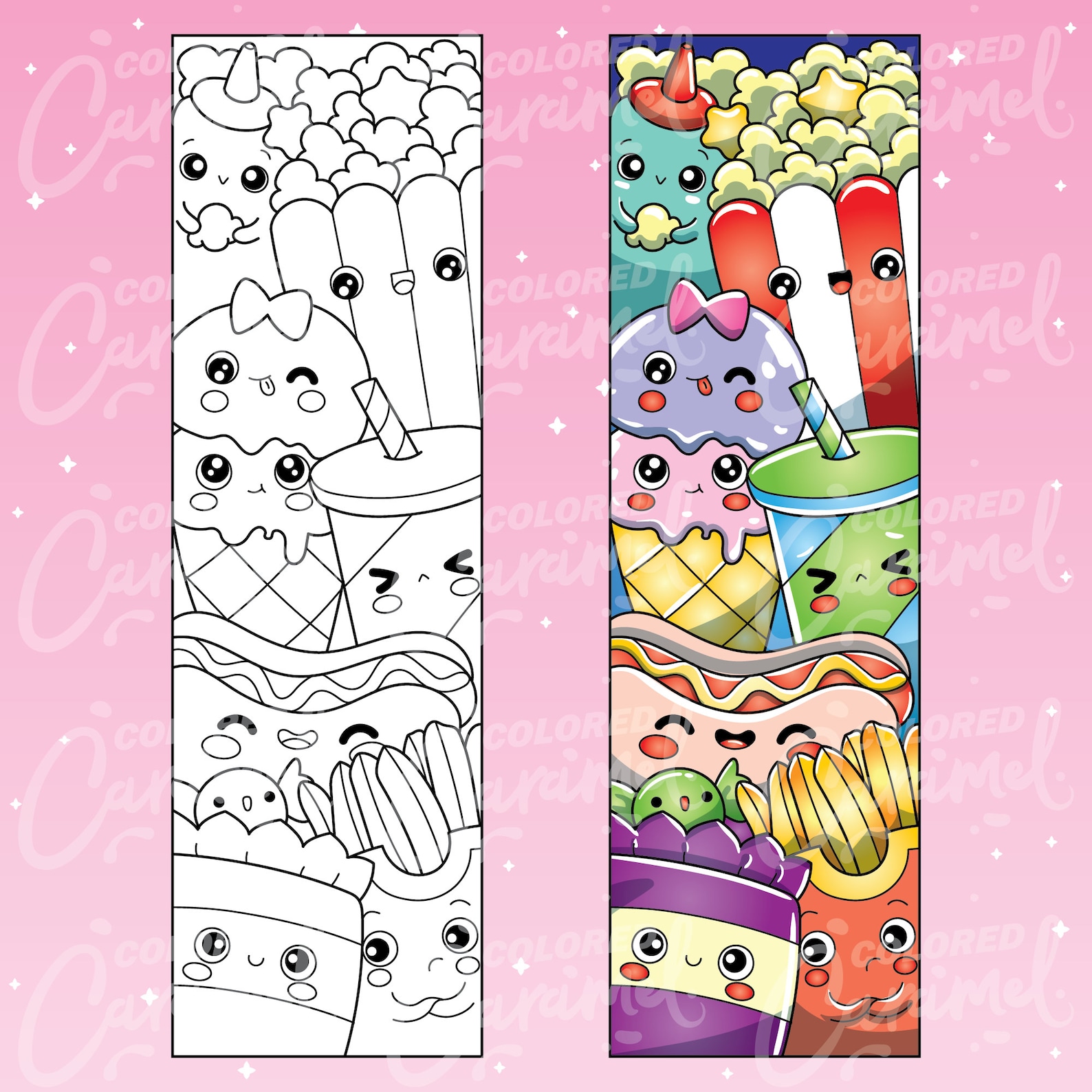Kawaii Doodle Coloring Bookmarks: DIY Printable Set (PDF) - Etsy