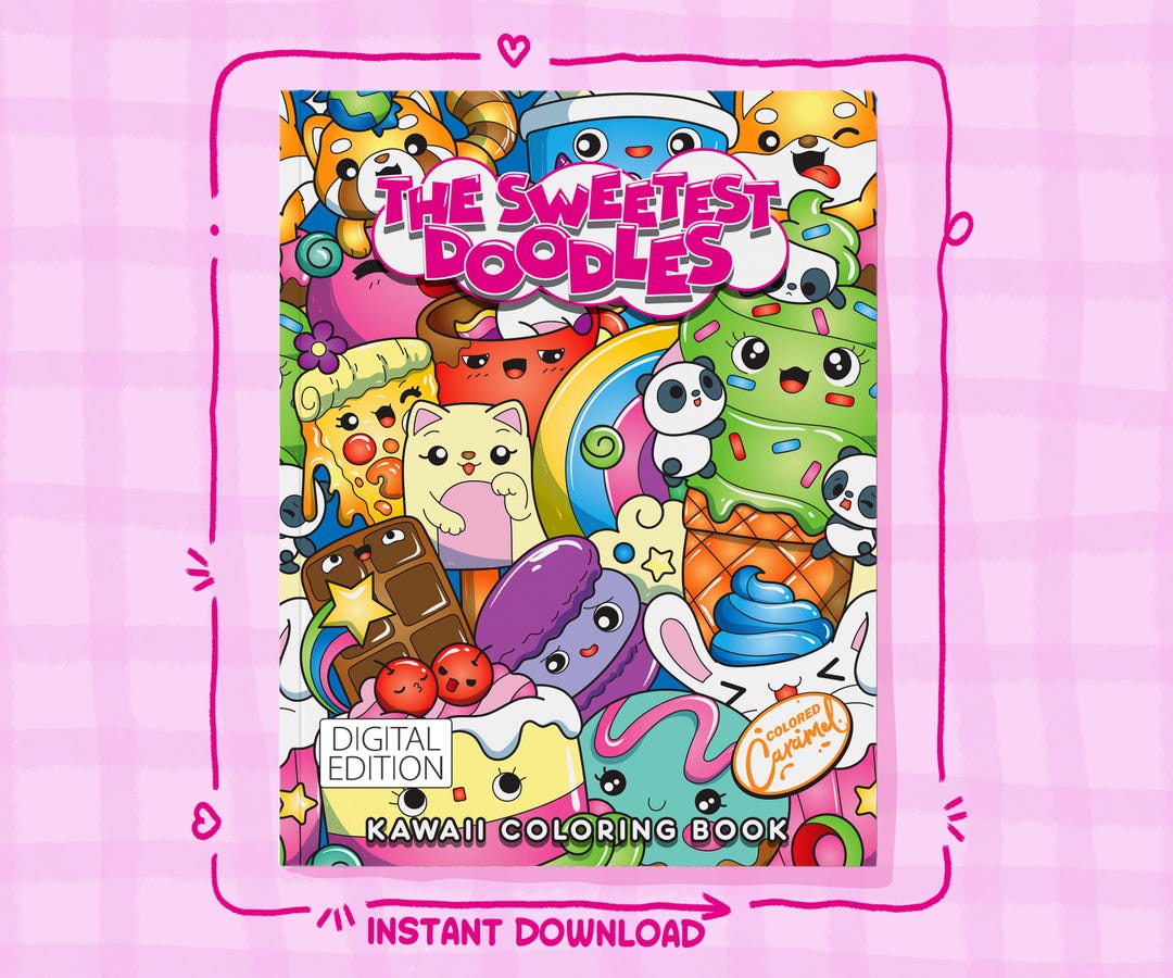 Kawaii Doodles Coloring Book, Cute, Sweet Instant Digital Download ...