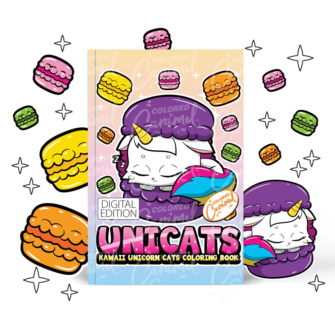 Unicats Coloring Book, Printable PDF Instant Digital Download, Cute ...